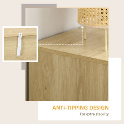 HOMCOM 4 Drawer Dresser, Boho Chest of Drawers Storage Cabinet, Natural