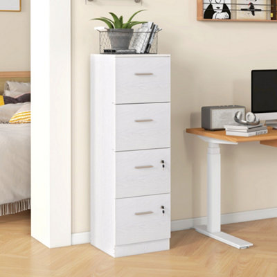 HOMCOM 4 Drawer File Cabinet Locking Filing Cabinet for A4 Ash Wood Effect