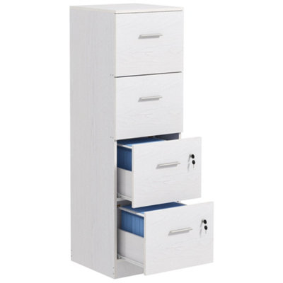 HOMCOM 4 Drawer File Cabinet Locking Filing Cabinet for A4, Ash Wood-Effect