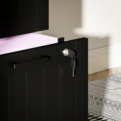 HOMCOM 4 Drawer File Cabinet with Lock and Adjustable Hanging Bars, Black