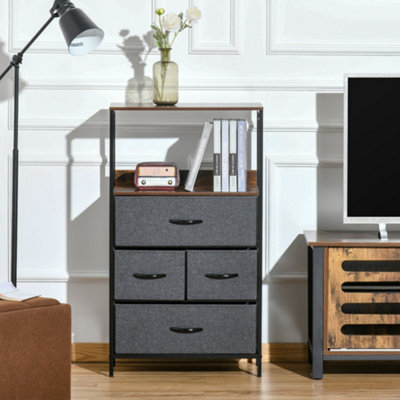 HOMCOM 4 Drawer Storage Chest Unit Home w/ Shelves Home Living Bedroom ...