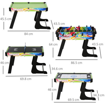 HOMCOM 4-in-1 Games Table w/ Hockey Football Table Tennis & Pool Arcade ...