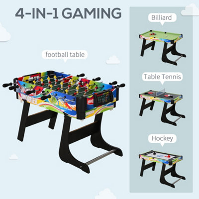 HOMCOM 4-in-1 Games Table w/ Hockey Football Table Tennis & Pool Arcade ...
