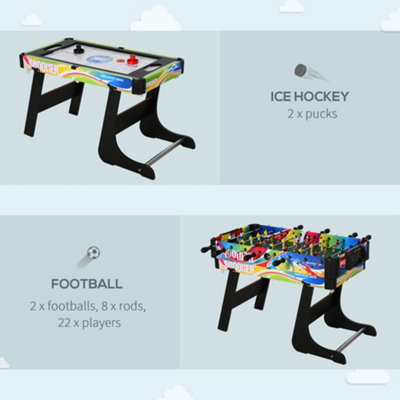 HOMCOM 4-in-1 Games Table w/ Hockey Football Table Tennis & Pool Arcade ...