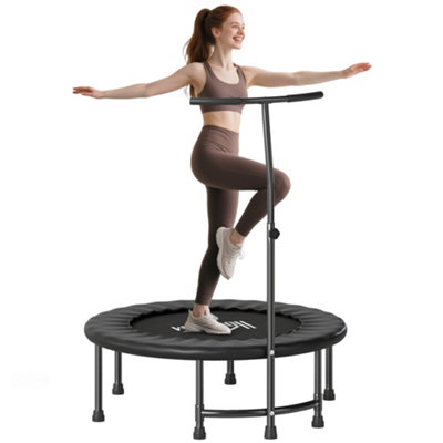 HOMCOM 40" Mini Trampoline, Rebounder Jumper w/ Adjustable Handle, Black