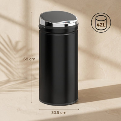 HOMCOM 42L Sensor Bin, Stainless Steel Kitchen Bin with, Soft Close, Black