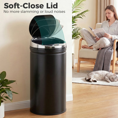 HOMCOM 42L Sensor Bin, Stainless Steel Kitchen Bin with, Soft Close, Black