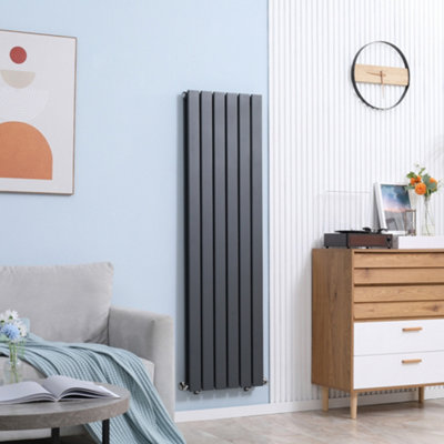 HOMCOM 46 x 160cm Vertical Radiators, Space Heater, Water-filled, Grey