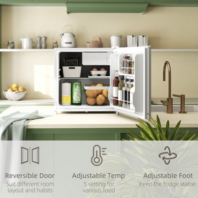 HOMCOM 46L Counter Top Fridge Mini Fridge with Lock Chiller Box Cream White