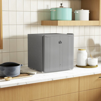 HOMCOM 46L Counter Top Fridge Mini Fridge with Lock Chiller Box Grey