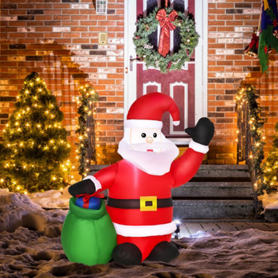 HOMCOM 4ft Inflatable Christmas Santa Claus LED Lighted Yard Holiday ...