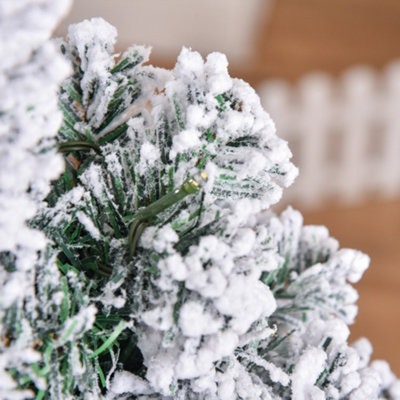 HOMCOM 4FT Prelit Snow Flocked Christmas Tree w/ Light, Xmas Decoration ...