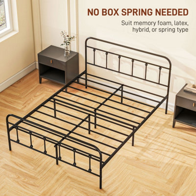 HOMCOM 4ft6 Metal Double Platform Bed Frame w/ Underbed Storage Black