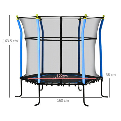 HOMCOM 5.4FT Kids Trampoline With Enclosure Indoor Outdoor for 3-10 ...