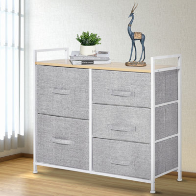 HOMCOM 5 Drawer Linen Basket Storage Unit Home Organisation w/ Shelf ...