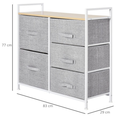 HOMCOM 5 Drawer Linen Basket Storage Unit Home Organisation w/ Shelf ...