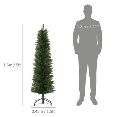 HOMCOM 5 Foot Artificial Pencil Christmas Tree with Branches, Green