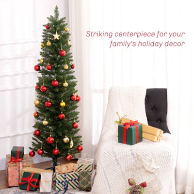 HOMCOM 5 Foot Artificial Pencil Christmas Tree with Branches, Green
