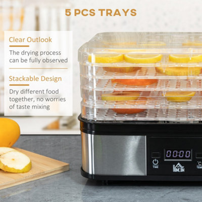 HOMCOM 5 Tier Food Dehydrator, 245W for Drying Fruit, Meat, Vegetable ...