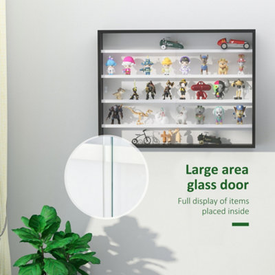 HOMCOM 5-Tier Wall Display Shelf Unit Cabinet w/ Shelves Glass Doors ...