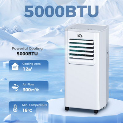 HOMCOM 5000BTU Portable Air Conditioner 4 Modes LED Display Timer Home ...