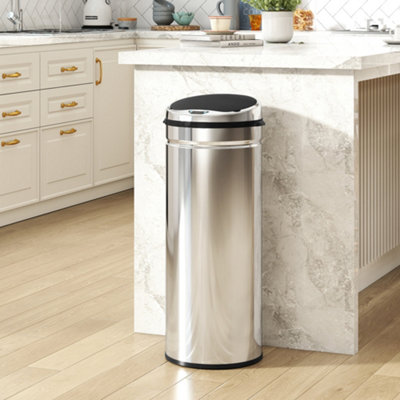 HOMCOM 50L Sensor Bin, Stainless Steel Kitchen Bin with Automatic Close