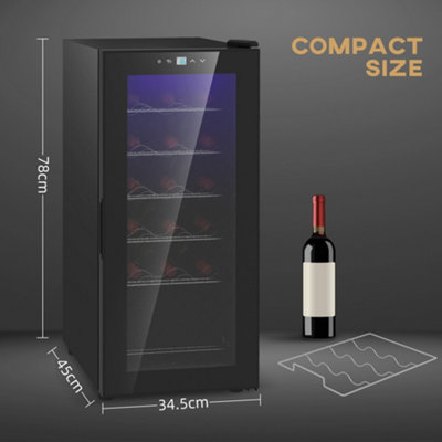 HOMCOM 50L Undercounter Wine Cooler Fridge with LED Light Glass Door 18 ...