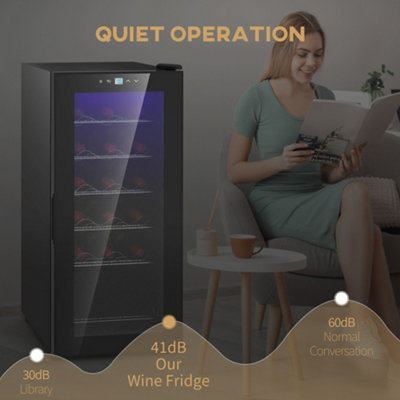 HOMCOM 50L Undercounter Wine Cooler Fridge with LED Light Glass Door 18 ...
