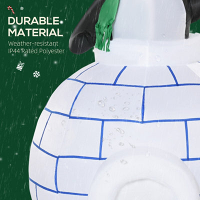 HOMCOM 5ft Christmas Inflatable Two Penguins w/ Ice House for Garden Lawn