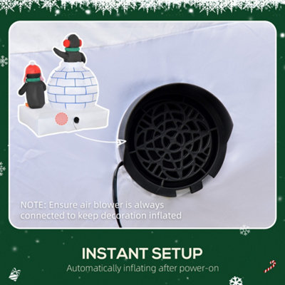 HOMCOM 5ft Christmas Inflatable Two Penguins w/ Ice House for Garden Lawn