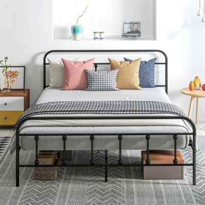 HOMCOM 5ft Metal King Platform Bed Frame w/ Underbed Storage Headboard ...