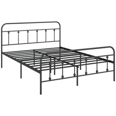 HOMCOM 5ft Metal King Platform Bed Frame w/ Underbed Storage Headboard ...