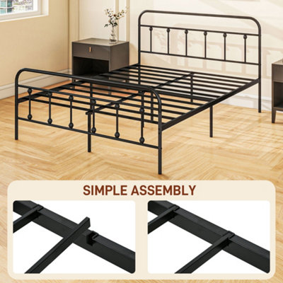 HOMCOM 5ft Metal King Platform Bed Frame w/ Underbed Storage Headboard ...