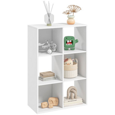 HOMCOM 6-Cube Bookshelf, Display Shelving Unit for Home Office, White