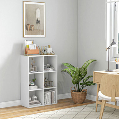 HOMCOM 6-Cube Bookshelf, Display Shelving Unit for Home Office, White