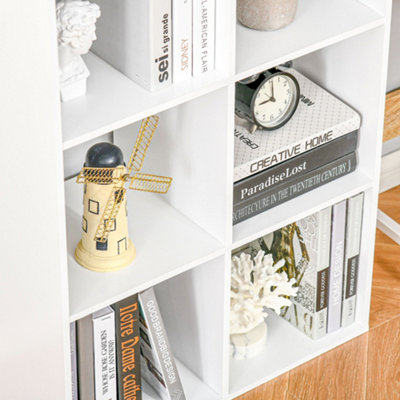 HOMCOM 6-Cube Bookshelf, Display Shelving Unit for Home Office, White