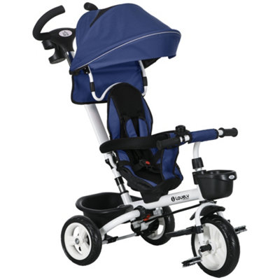 HOMCOM 6 in 1 Trike for Toddler 1 5 Years with Parent Handle Dark Blue
