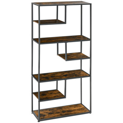 HOMCOM 6 Tier Storage Shelves, Free Standing Book Shelf for Study ...