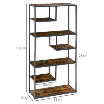 HOMCOM 6 TIER STORAGE SHELVES, FREE STANDING BOOK SHELF FOR STUDY ...