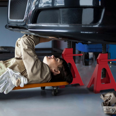 HOMCOM 6 Ton Axle Stands, Adjustable Car Jack Stands, Pack of 2, Red