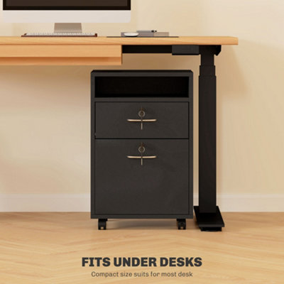 HOMCOM 60cm Filing Cabinet with Drawers and Open Shelf, Black