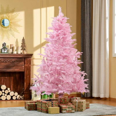 HOMCOM 6FT Artificial Christmas Tree w/ Automatic Open for Home Party Pink