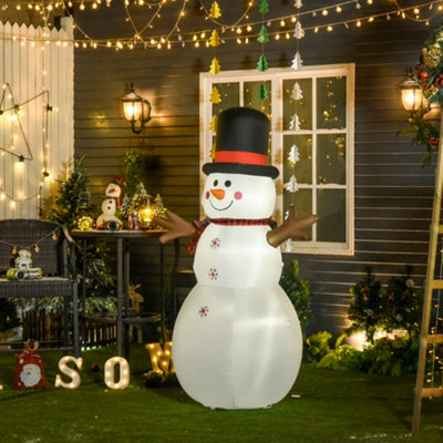 HOMCOM 6ft Giant Inflatable Snowman Christmas Decoration w/ LED Lights ...