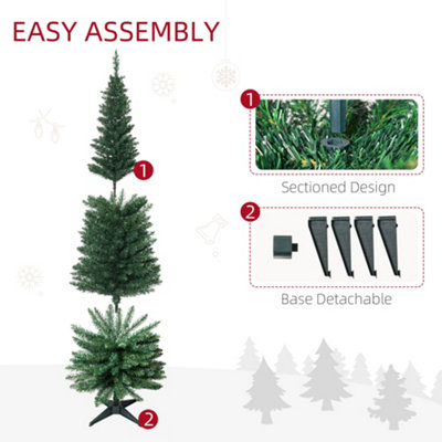 HOMCOM 6FT Pencil Artificial Christmas Tree with Solid Stand Tips Green