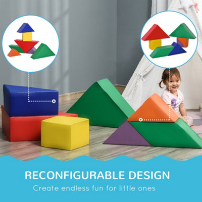 HOMCOM 7 PCS KIDS SOFT FOAM PUZZLE PLAY BLOCKS SET LEARNING TODDLER ...