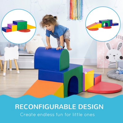 HOMCOM 7 Pieces Kids Foam Soft Play Set Toddler Indoor Climbers Play ...
