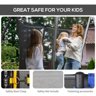 HOMCOM 8' Trampoline Bounce Safety Fence Round Trampoline Enclosure Net ...