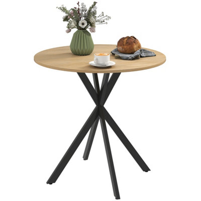 HOMCOM 80cm Round Dining Table, Industrial Kitchen Table with Steel Legs