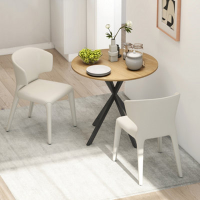 HOMCOM 80cm Round Dining Table, Industrial Kitchen Table with Steel Legs