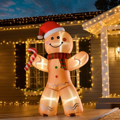 HOMCOM 8ft Christmas Inflatable Gingerbread Man, Lighted for Home ...